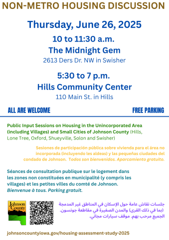 Johnson County to host public input sessions on non-metro area housing June 26 | Johnson County